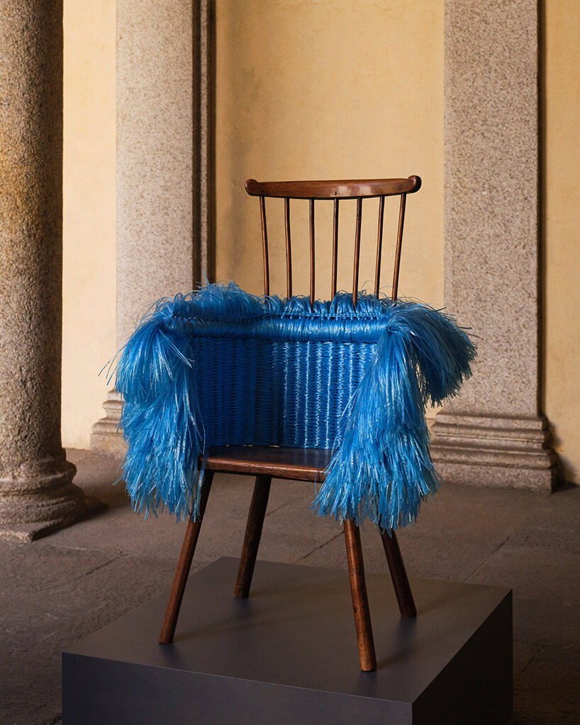 playful textures, colors + materials engulf LOEWE quirky chairs