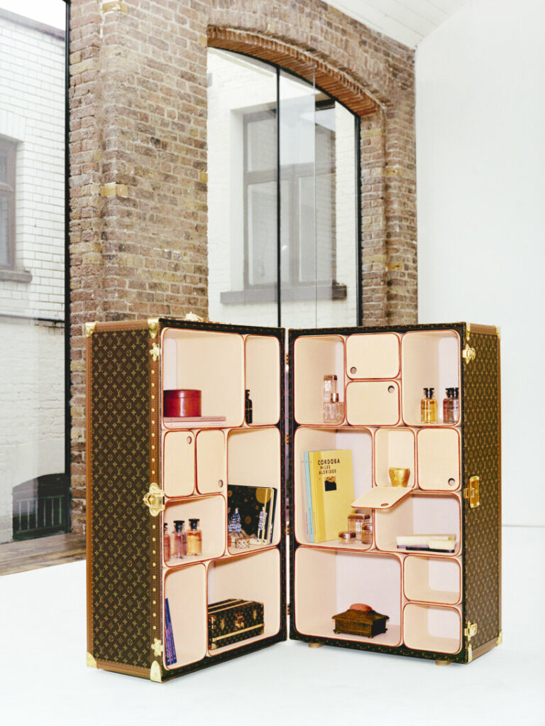 louis vuitton & marc newson plant removable leather storage cubes in 'cabinet of curiosities'
