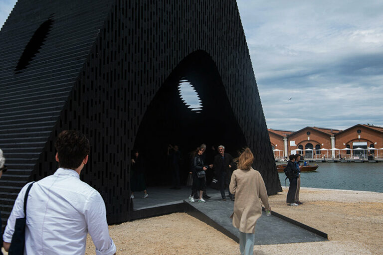 david adjaye shapes kwaeε pavilion as triangular timber prism at venice ...