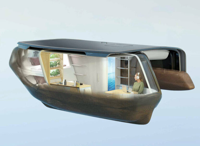 'blue nomad' floating habitat weaves flax fiber into shelter on water amidst rising sea levels