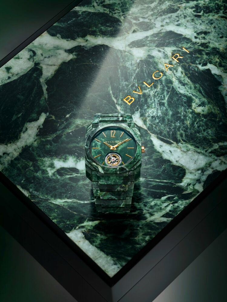 bulgari unveils first-ever octo finissimo tourbillon timepiece made entirely out of marble