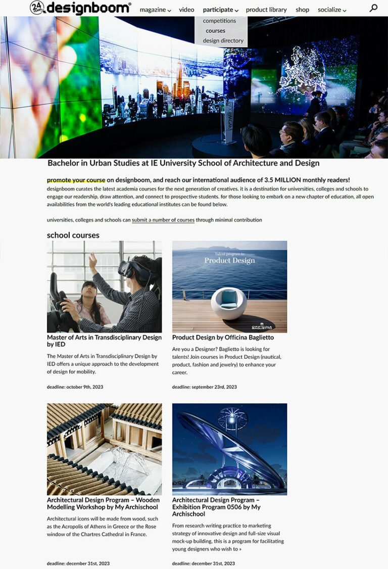 designboom launches courses platform to connect academia & students