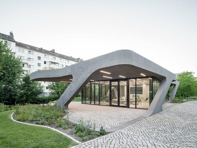 j. mayer h. expands FOM campus with amorphous pavilion