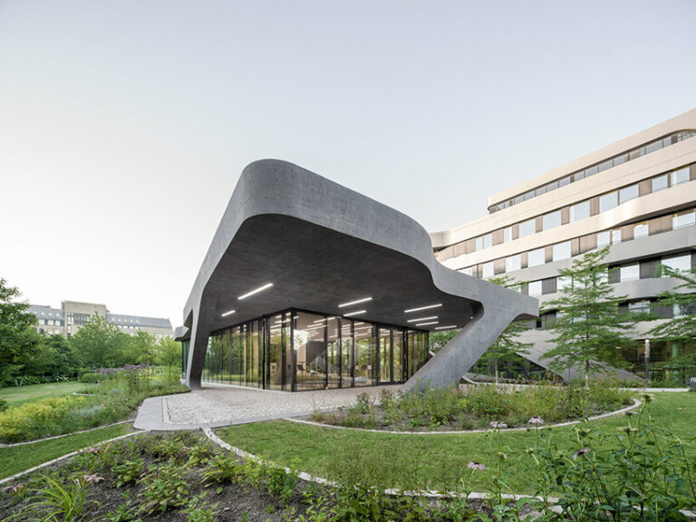 j. mayer h. expands FOM campus with amorphous pavilion