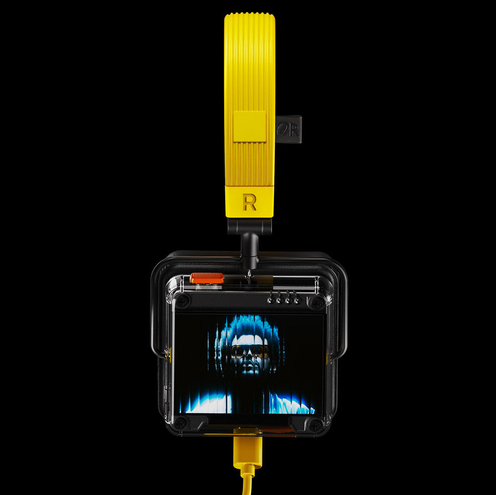 headsets with integrated digital screens display the playlist, lyrics ...