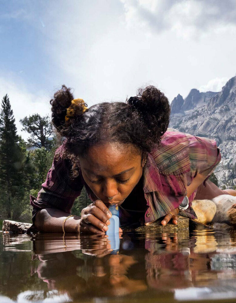 with this water filtration straw, you can drink directly from lakes ...