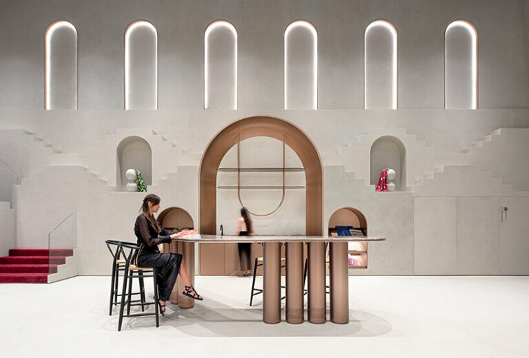 roar designs recurring stairs for jaipur rugs showroom in dubai