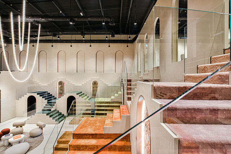 roar designs recurring stairs for jaipur rugs showroom in dubai