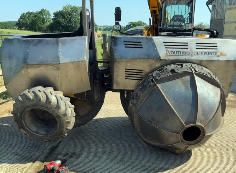 inventor modifies used tractor into all-terrain armored 'rhino tank ...