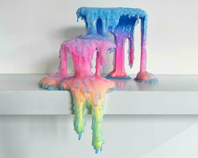 dan lam's oozing artworks drip down 'cosmic shake' exhibition