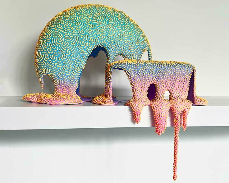 dan lam's oozing artworks drip down 'cosmic shake' exhibition