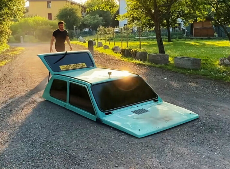 fancy driving world's lowest car? fiat panda cut in half still rides & drifts as road-legal vehicle