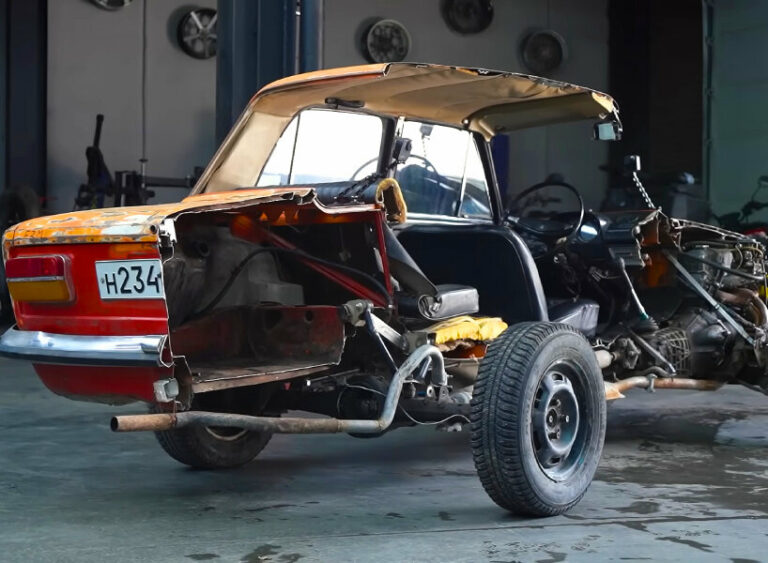 vintage car cut vertically in half fully functions as street vehicle ...
