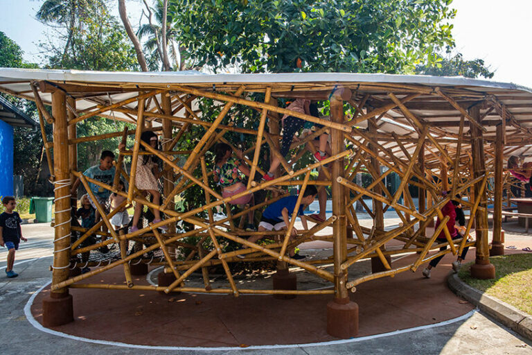 blue temple develops interlocking bamboo construction in myanmar