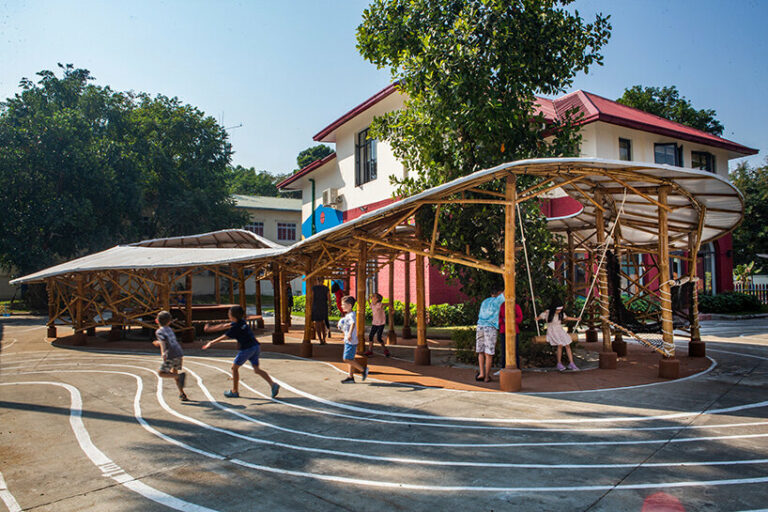 blue temple develops interlocking bamboo construction in myanmar