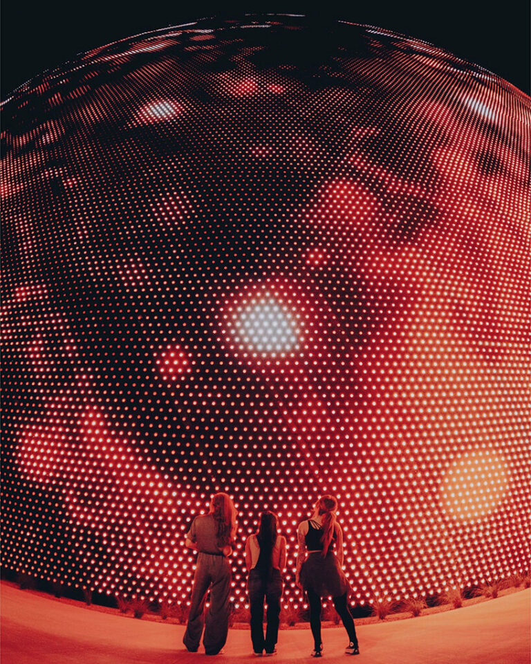 gigantic LED sphere illuminates las vegas skyline for the first time