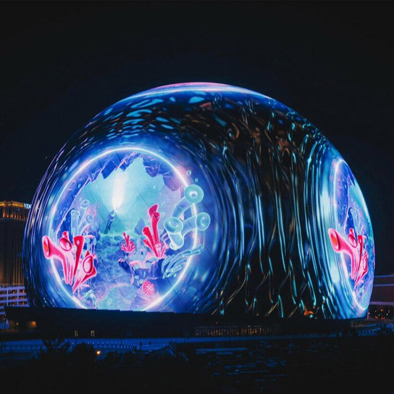 gigantic LED sphere illuminates las vegas skyline for the first time gigantic LED sphere illuminates las vegas skyline for the first time