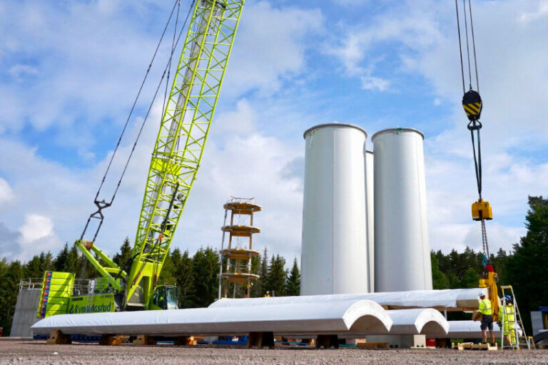world's tallest wooden wind turbine will rise to 150 meters in sweden