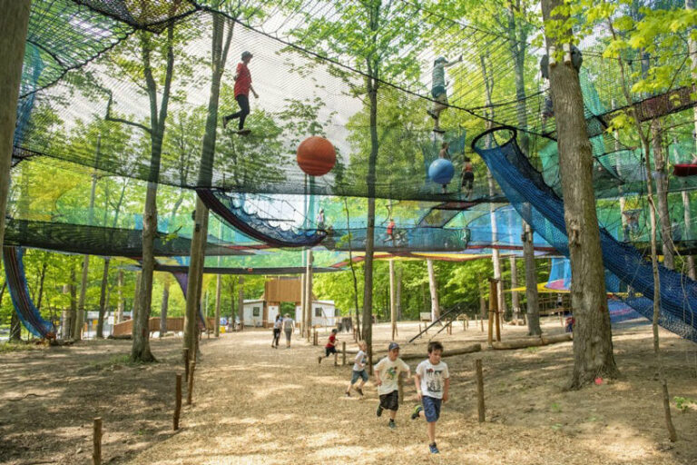 jump on canada's largest outdoor trampoline suspended from treetops