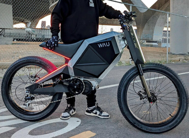 WAU cyberpunk electric dirt and road bike gets hexagon aluminum body with neon lights