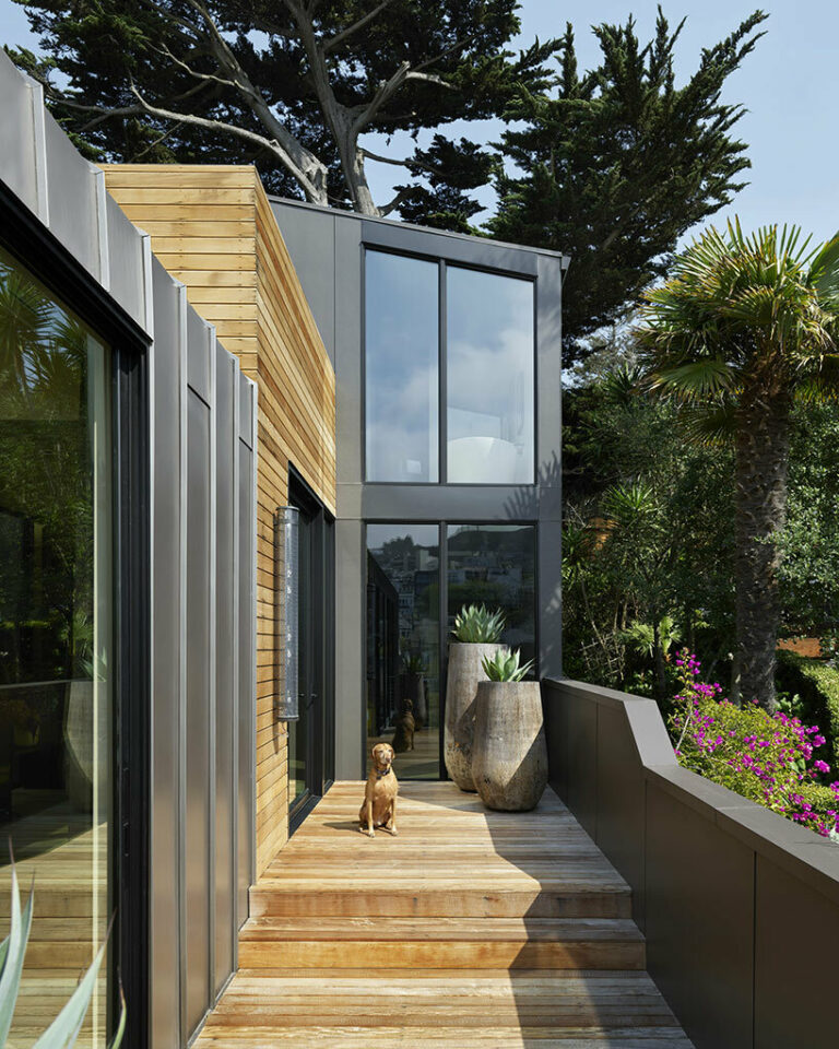 jones | haydu revives san francisco home with stepping cedar boxes