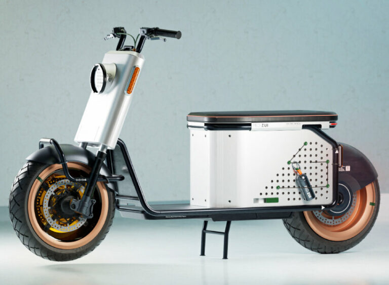 electric scooter pro.ZUI has holes for movable wires so riders can hang ...