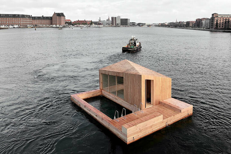 floating architecture by MAST: sauna, villa & climbing wall