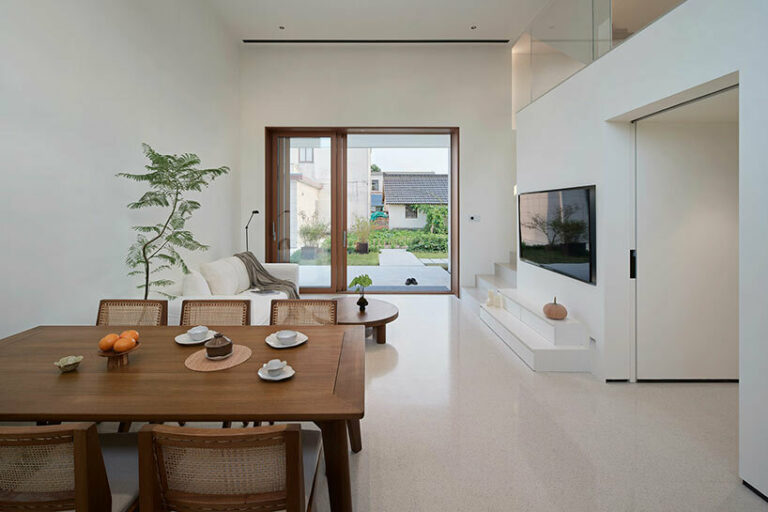 minimalist 'crossing house' built for three generations in rural china