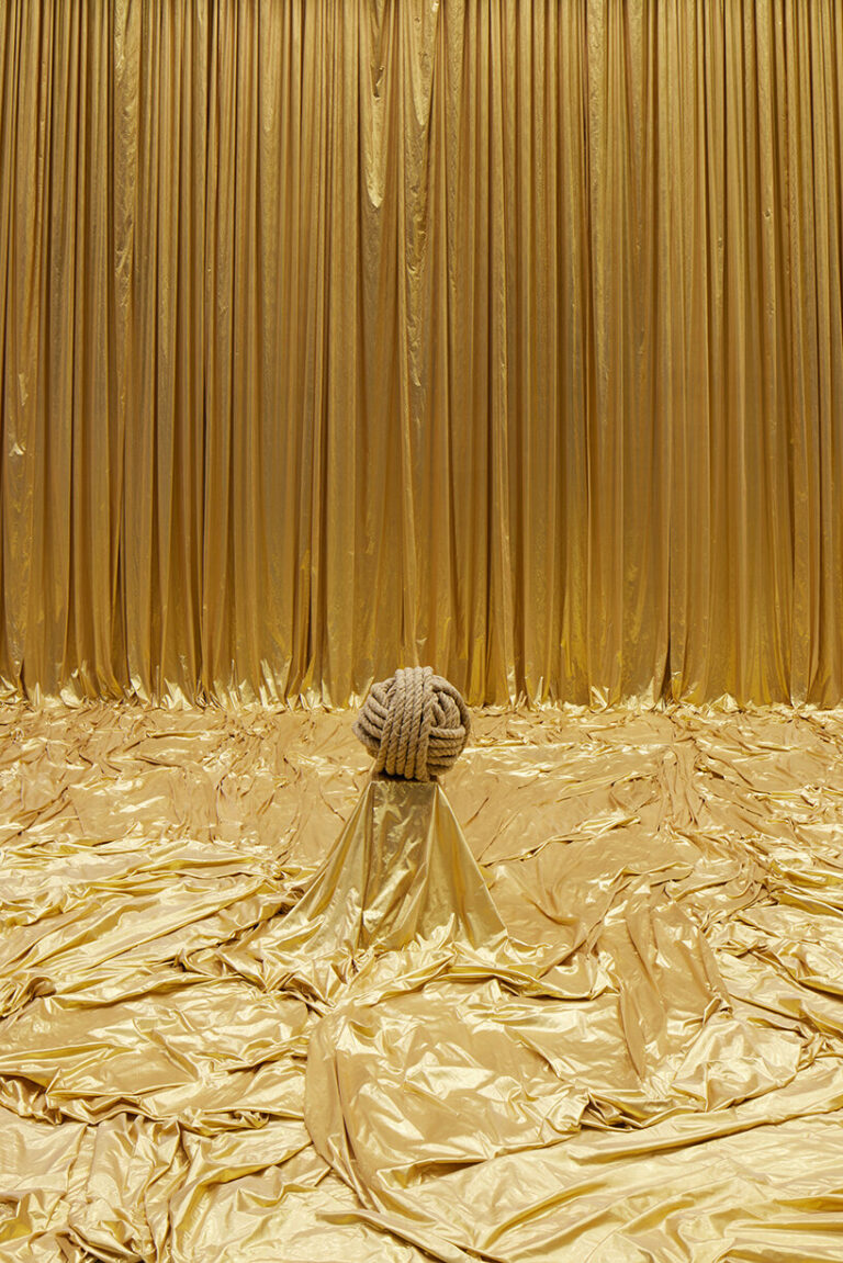 james lee byars exhibition fills hangarbicocca with gilded sculptures