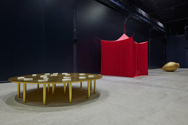 james lee byars exhibition fills hangarbicocca with gilded sculptures