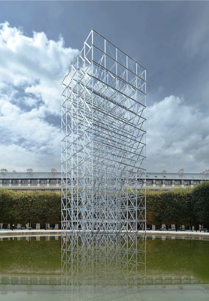 monumental glass grid installation by emmanuel barrois illuminates ...