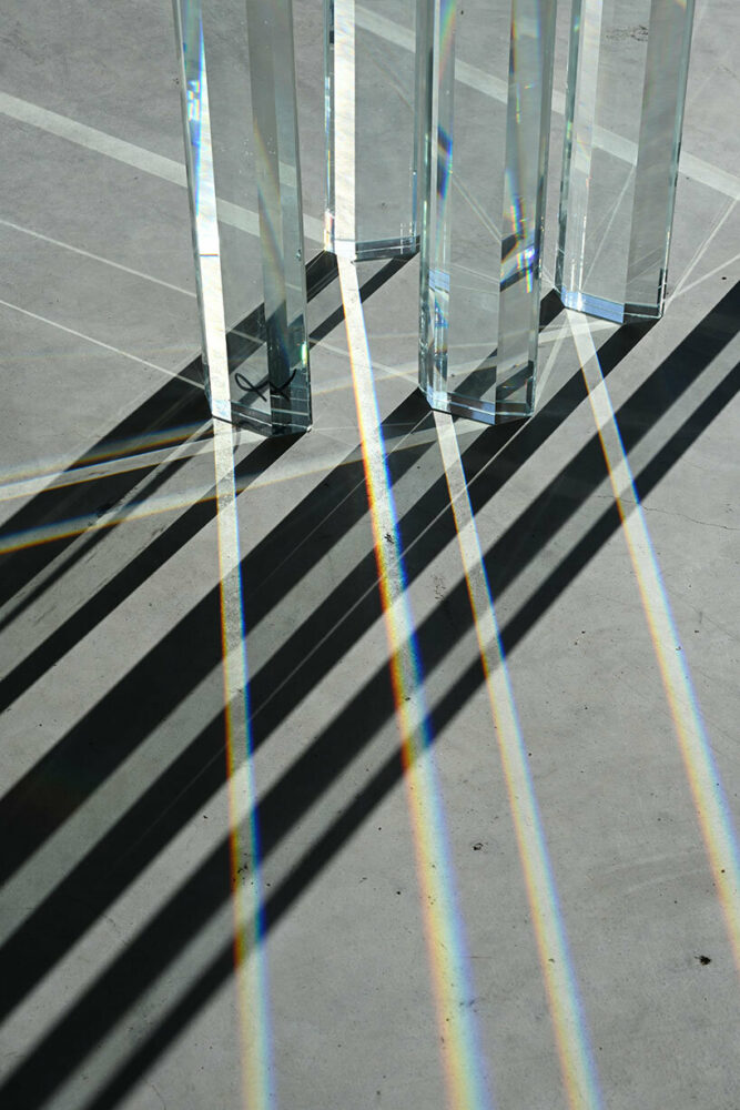 monumental glass grid installation by emmanuel barrois illuminates ...