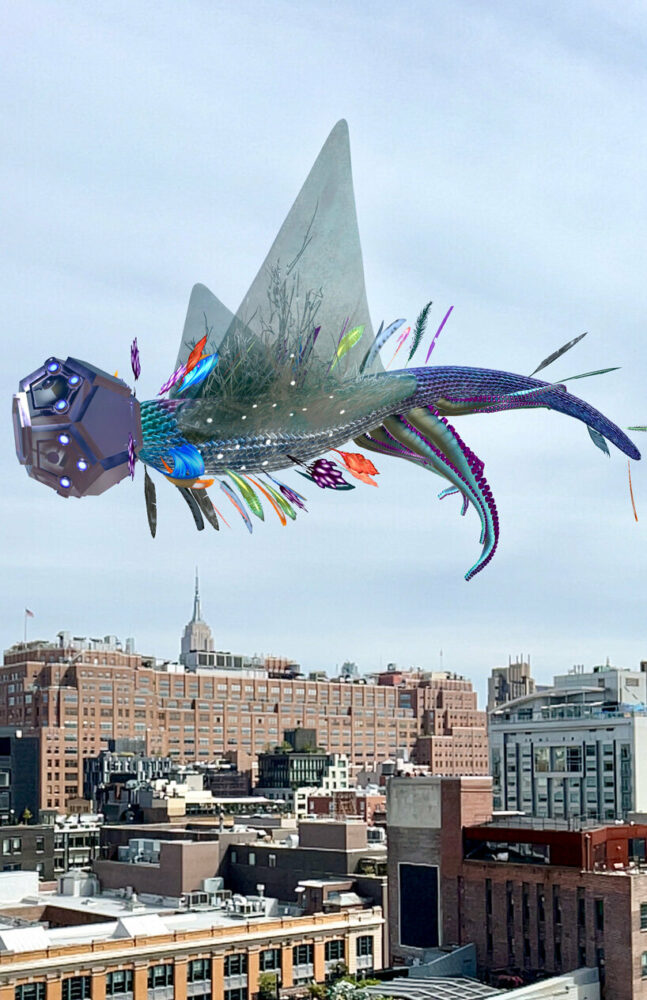 nancy baker cahill's AR hybrid creature soars over new york