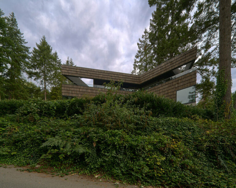 triangular pool juts out from the phoenix house celebrating the ...