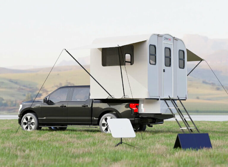 world’s first foldable camping cabin can fit on tesla cybertruck for ...