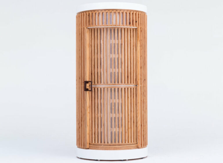 standing sleeping pods help people take power naps on their feet while ...