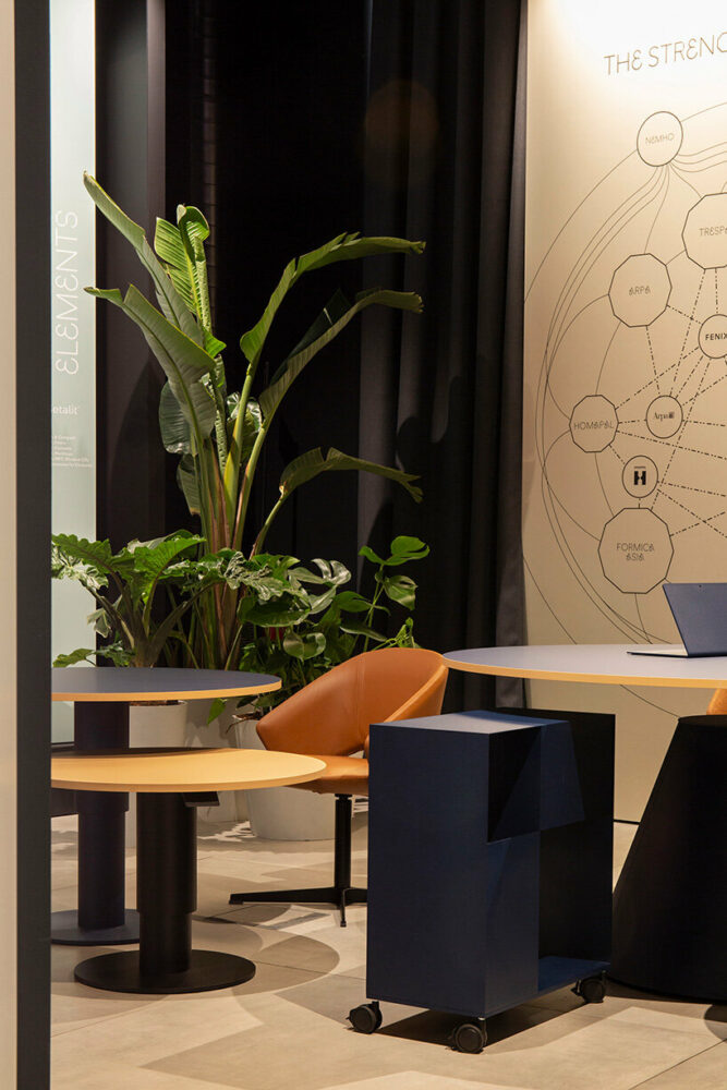 mara designs sensorial, connective furniture landscape at milan showroom