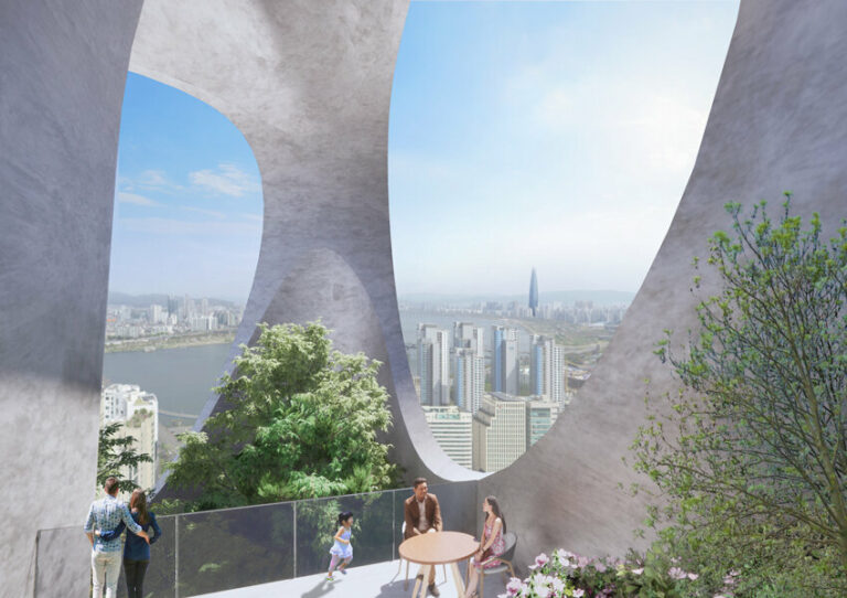 ODA proposes perforated planted skyscraper in south korea