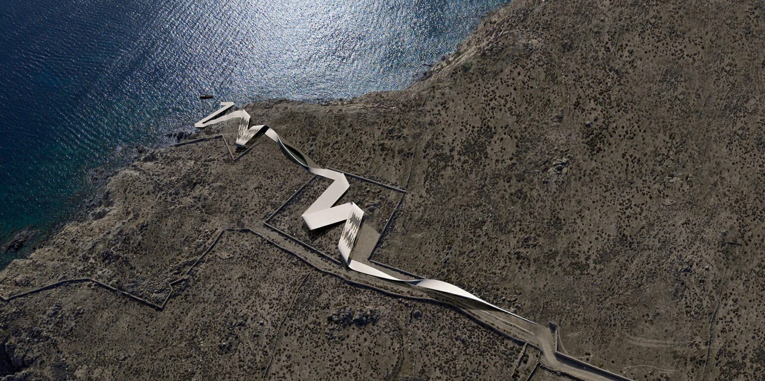 gnb architects' villa in mykonos unfolds like a ribbon toward the sea