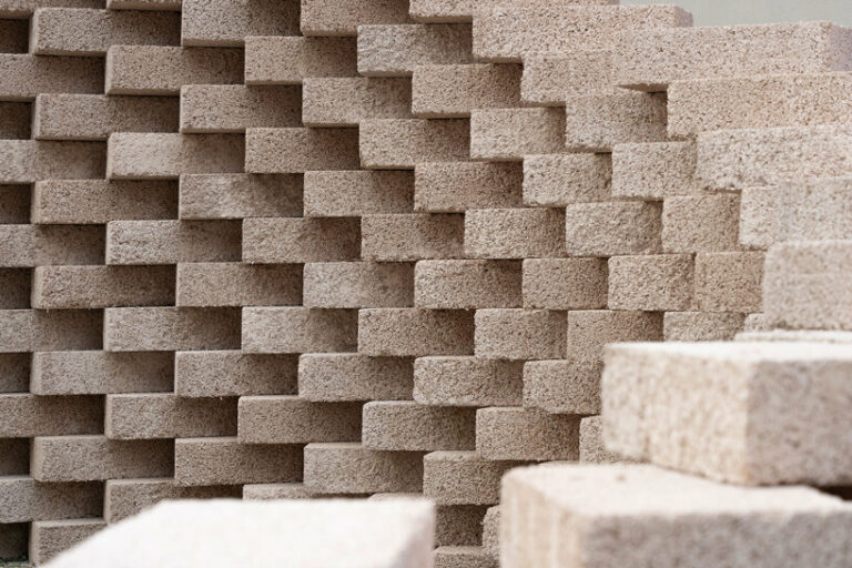 hemp brick installation by park associati explores bio-based materials ...