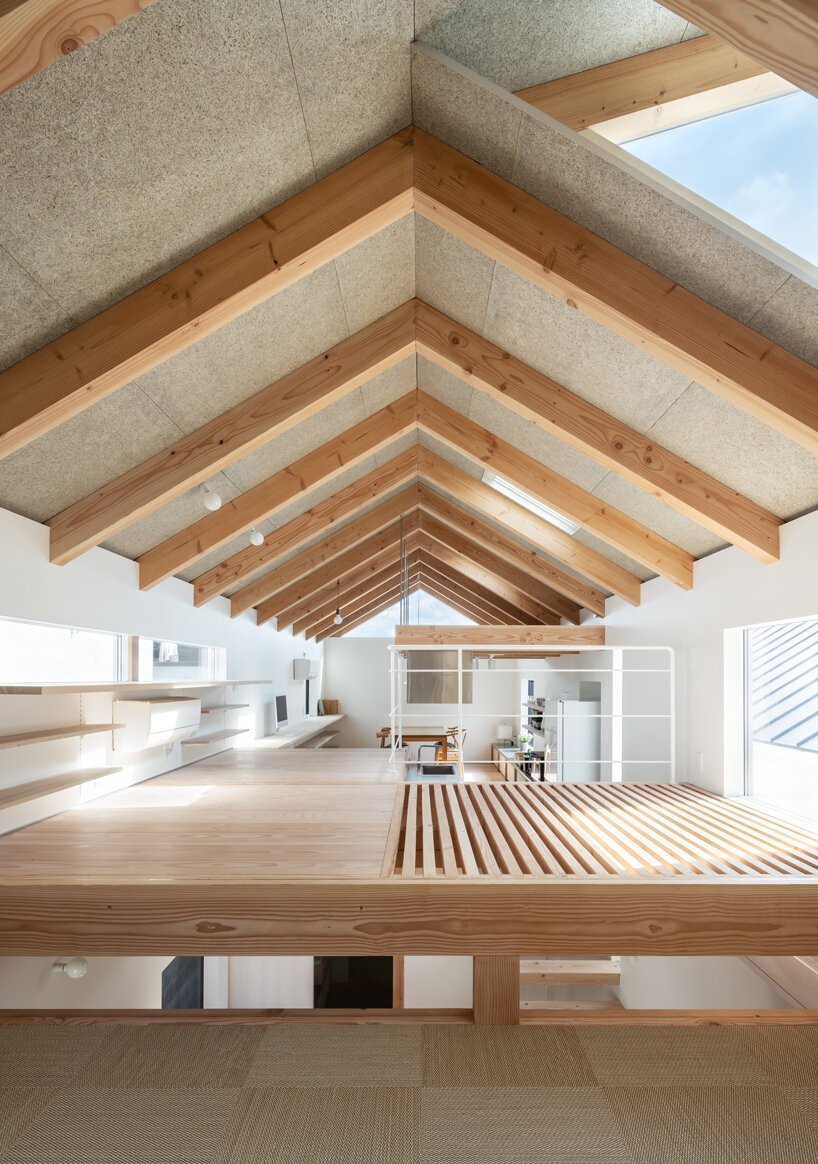 interconnected skipped floors outline compact toneyama house in japan