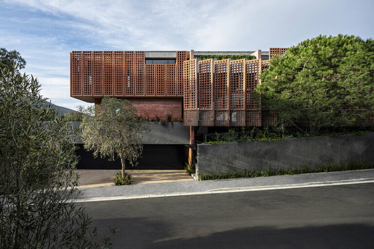 red concrete screens clad SAOTA's upper albert home in cape town