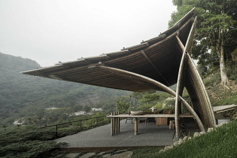 bamboo canopy shelters teahouse by behet bondzio lin architekten