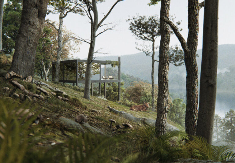 perched above valdosende's treetops, this eco resort brings nature indoors