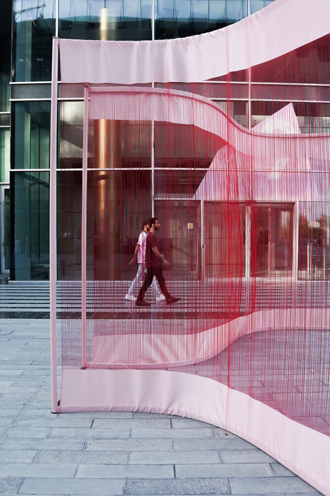 areen’s flowing installation unravels thousands of threads at dubai ...