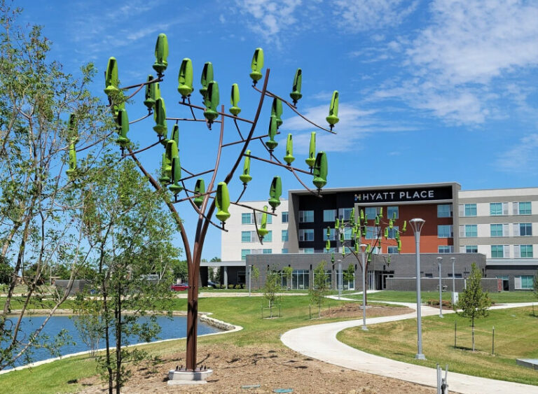 aeroleaf hybrid's tree-shaped wind turbine includes solar panels for ...