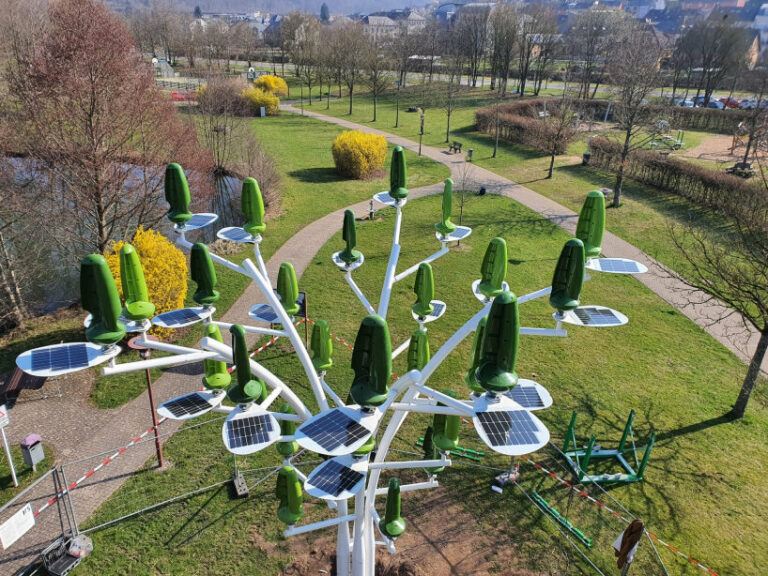 aeroleaf hybrid's tree-shaped wind turbine includes solar panels for ...