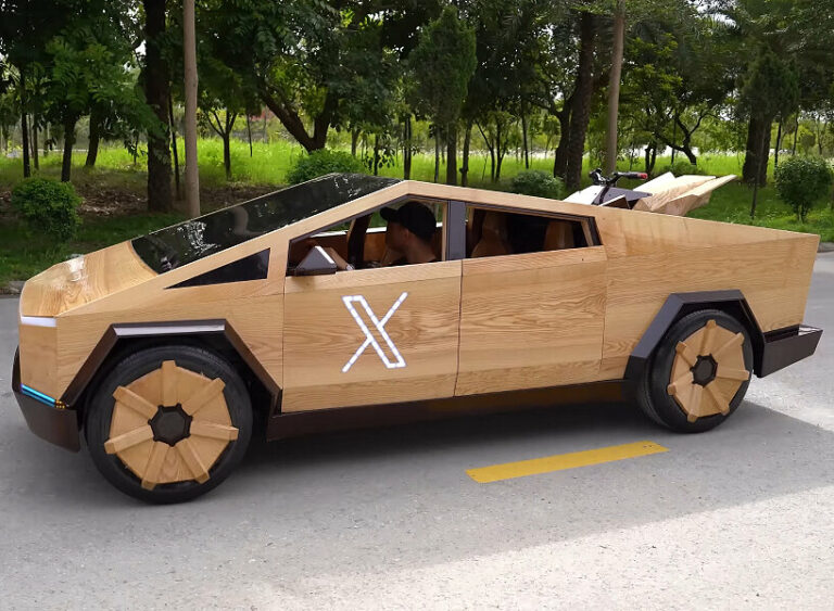 a fully functional wooden tesla cybertruck is built from scratch for ...