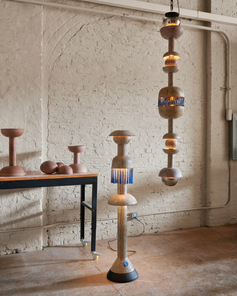 jeremy anderson crafts human-sized clay lamps for gallery FUMI in ...