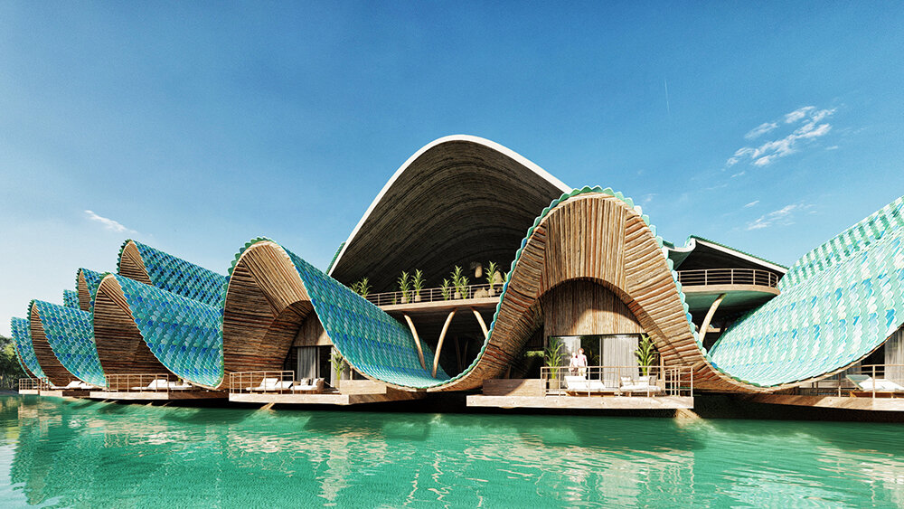 DNA's hotel toh kuyabeh mirrors bird flight undulations in tulum